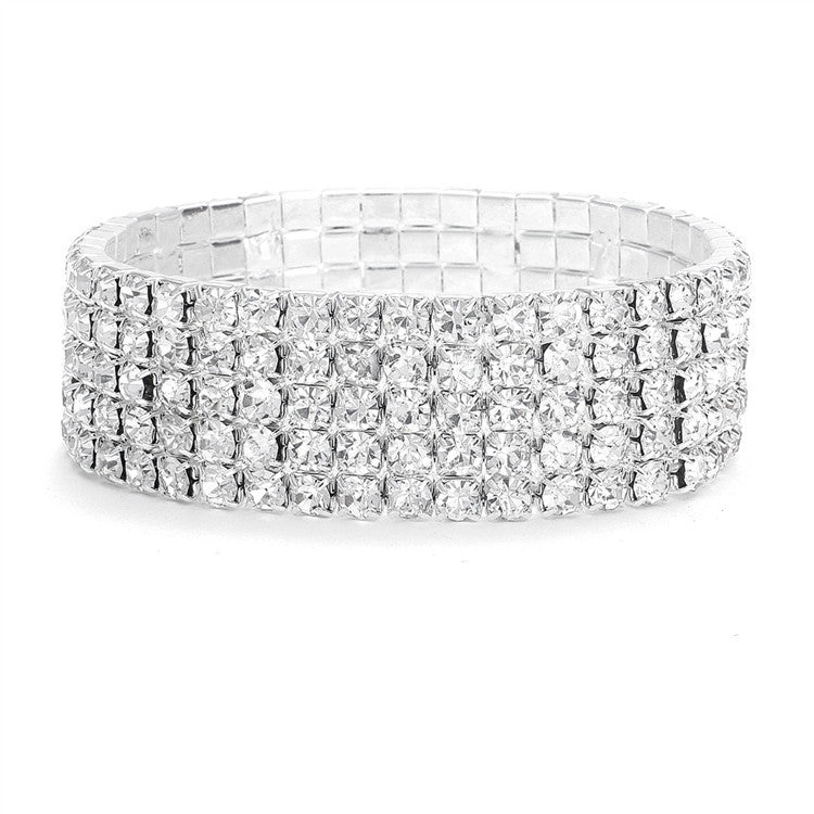 5-Row Stretch Rhinestone Bracelet – WeddedGlitz 5-Row Stretch Rhinestone Bracelet – WeddedGlitz