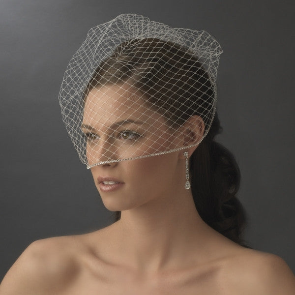 Russian Birdcage Veil with Swarovski Rhinestone Edge & Comb – WeddedGlitz